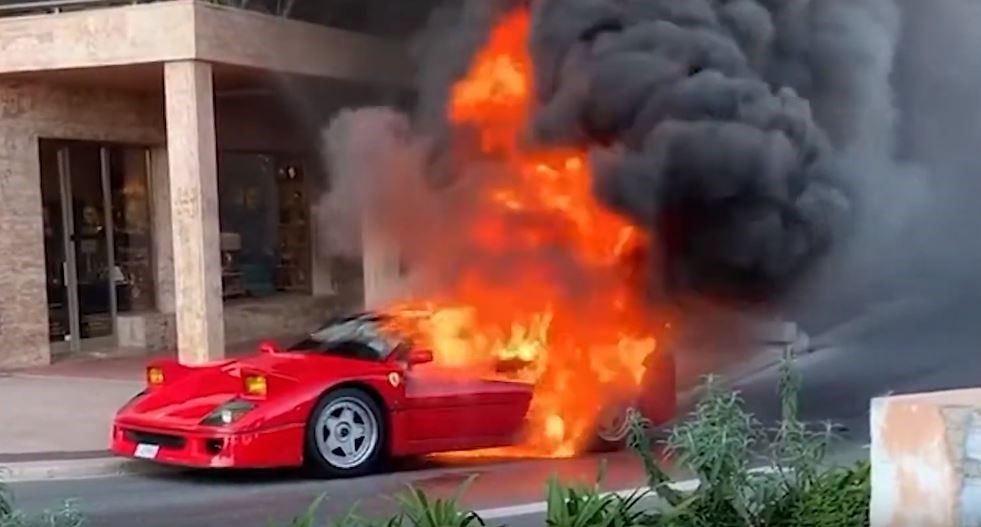 Watch: $2.5 million Ferrari F40 goes up in flames following - Driven ...