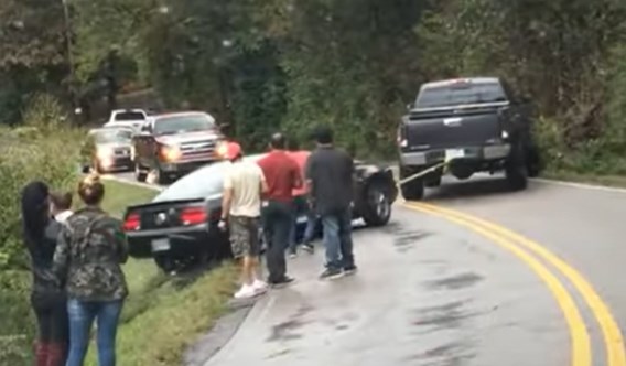 Towing fail: Ford Mustang pulled out of one ditch immediatel - Driven ...