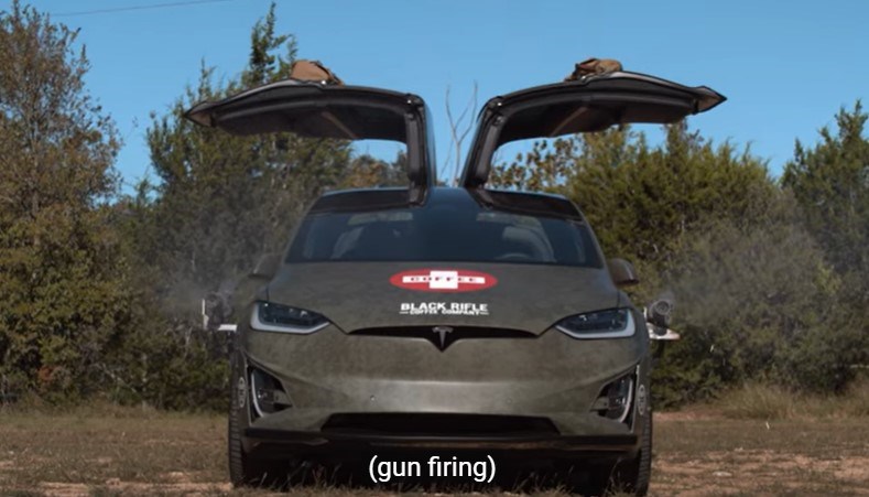 Watch: Tesla Model X with dual machine guns and coffee bar - Driven Car ...