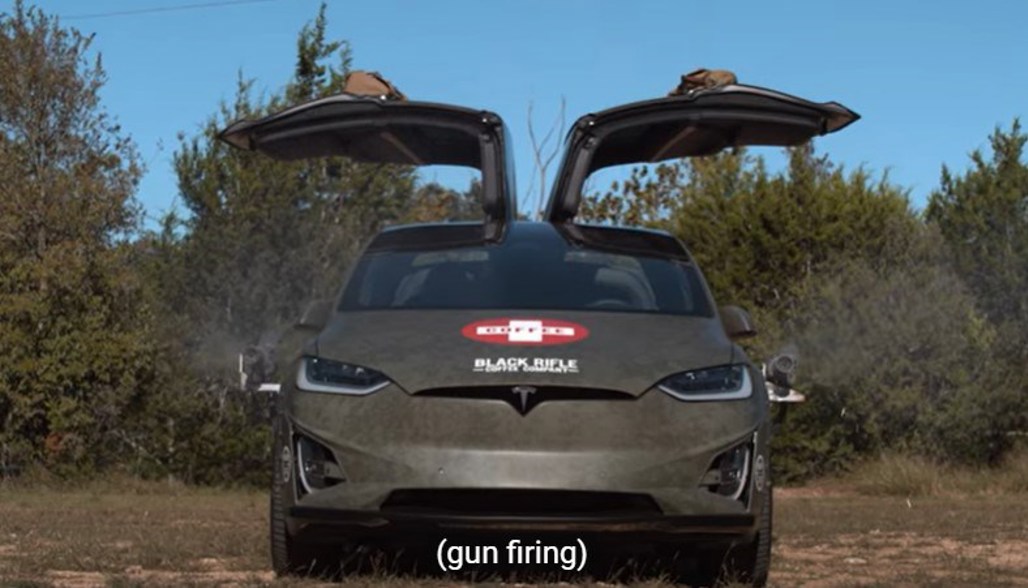 Watch: Tesla Model X with dual machine guns and coffee bar - Driven Car ...