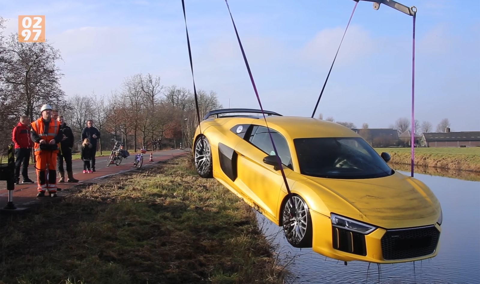 Watch a brand new Audi R8 go for a swim - Driven Car Guide