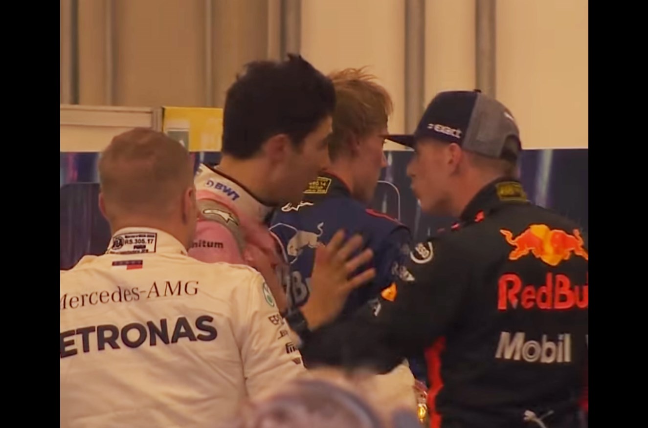 Watch: F1 push and shove as Max Verstappen erupts in pit lan - Driven ...